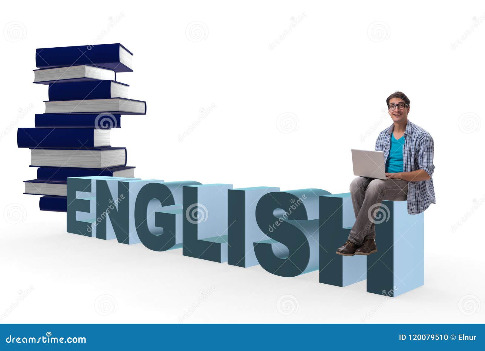The Young Man in English Studying Learning Concept Stock Photo - Image ...