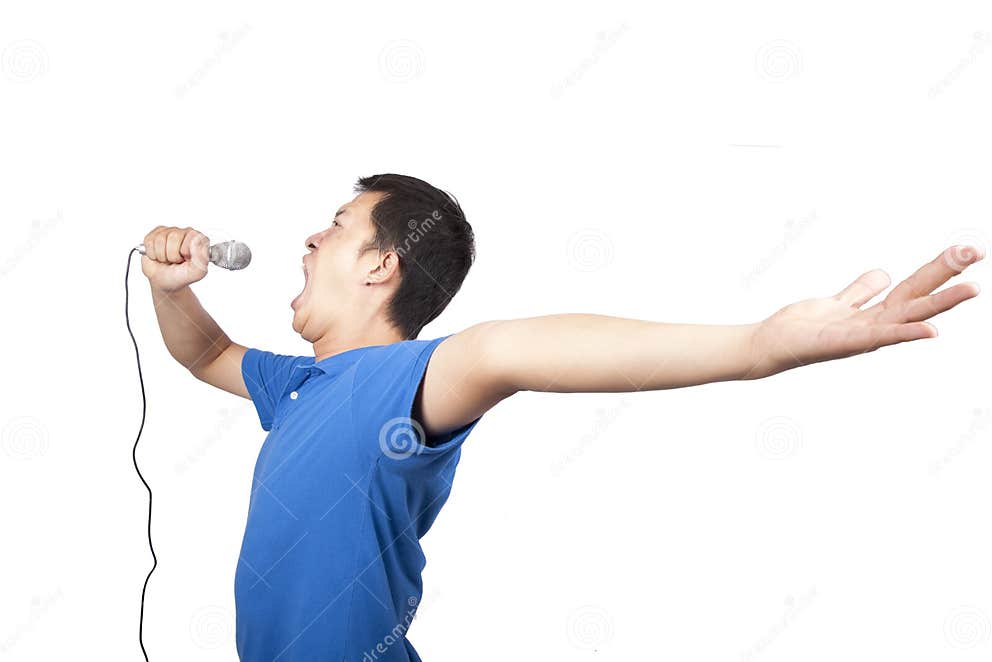 Young man enjoy singing stock image. Image of karaoke - 17335047