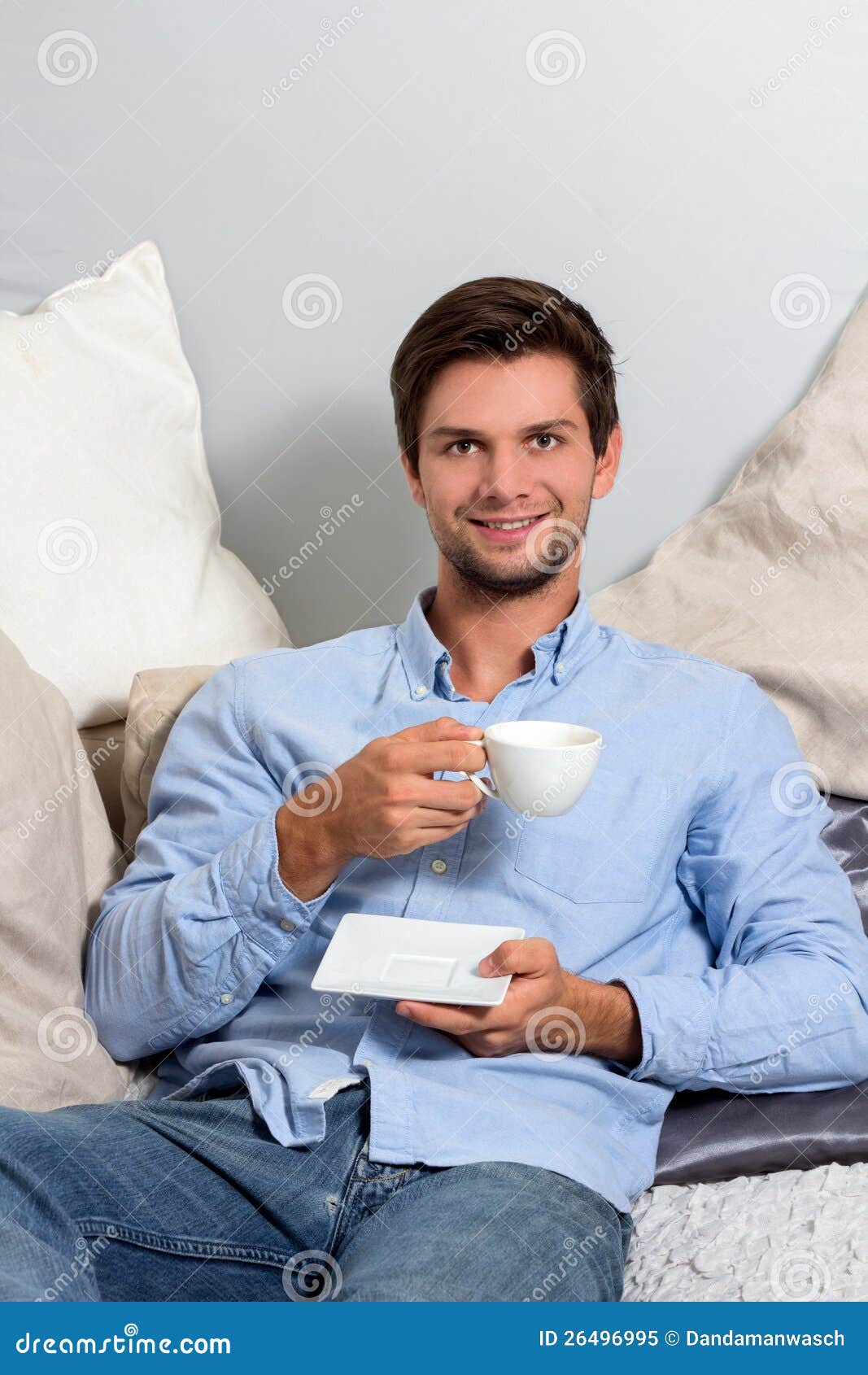 Young Man Enjoying a Coffeebreak Stock Image - Image of human, face ...
