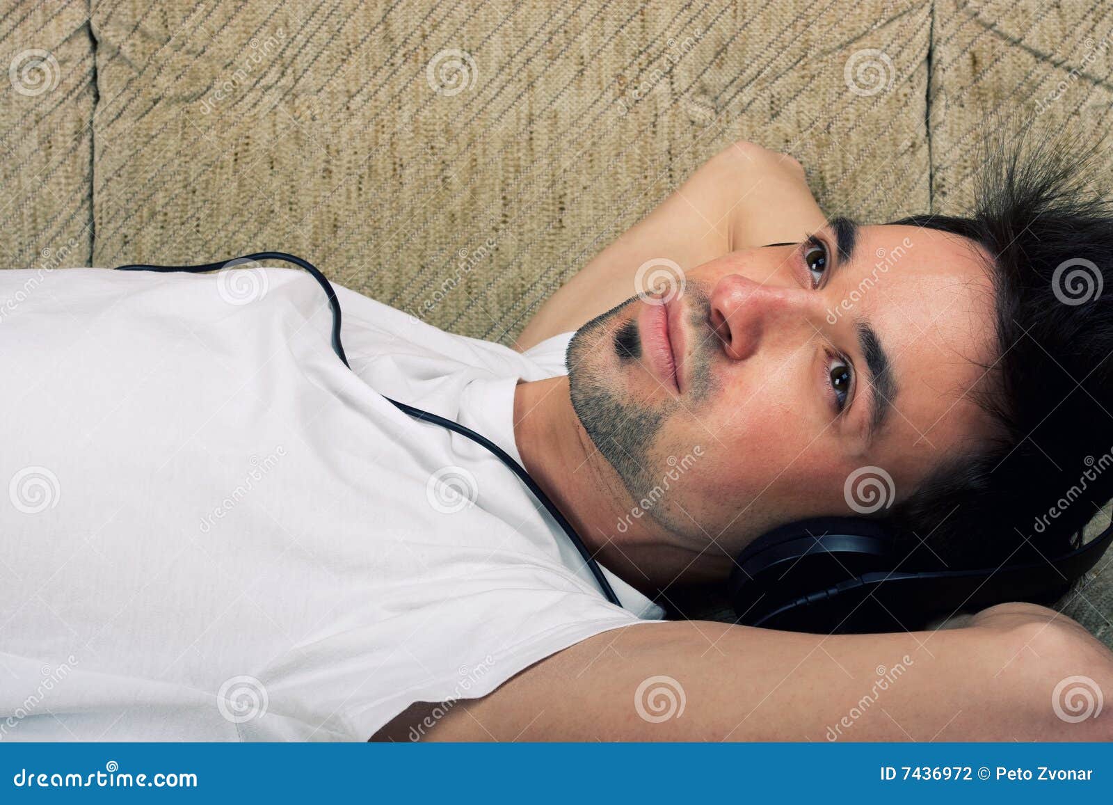 Young Man Enjoying Music stock photo. Image of adult, face - 7436972