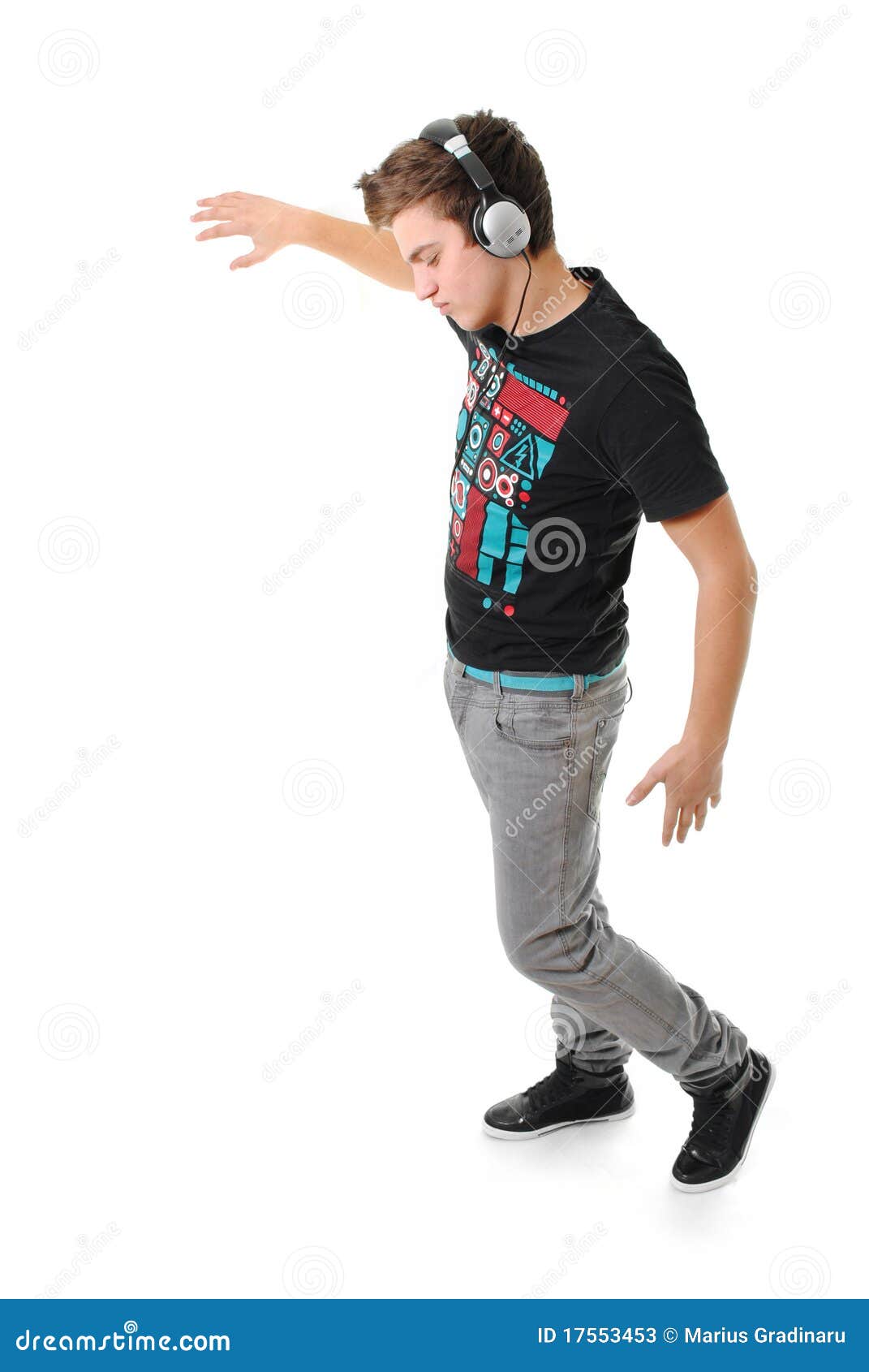 Young Man Enjoying Music Isolated Stock Image - Image of fashion ...