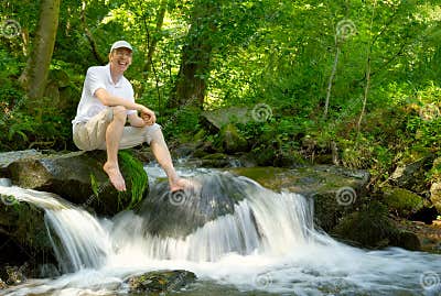Young man enjoying nature stock image. Image of landscape - 19094533
