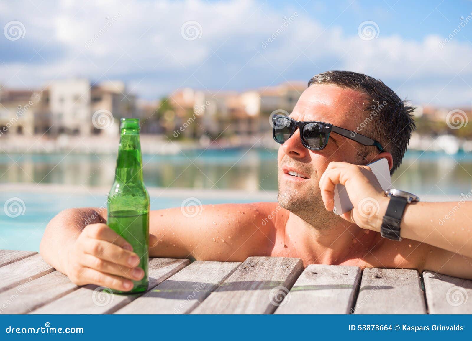 Young Man Enjoying Vacation in Luxury Resort Stock Photo - Image of ...
