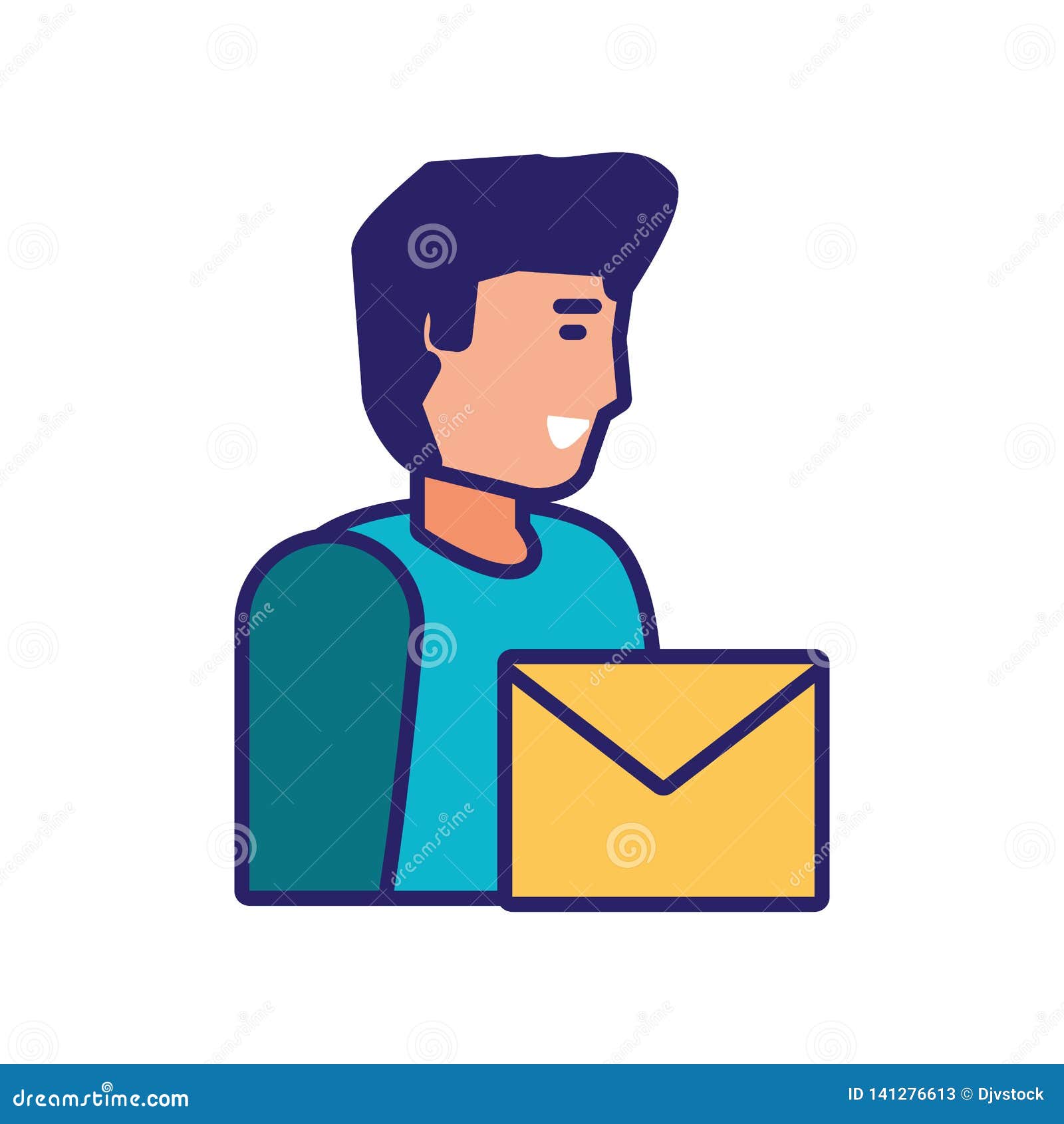 Young Man with Envelope Mail Stock Vector - Illustration of progress ...