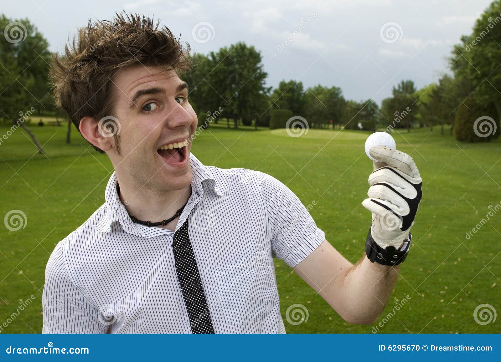 Young Man Excited about Golf Stock Photo - Image of excited, pleasure ...