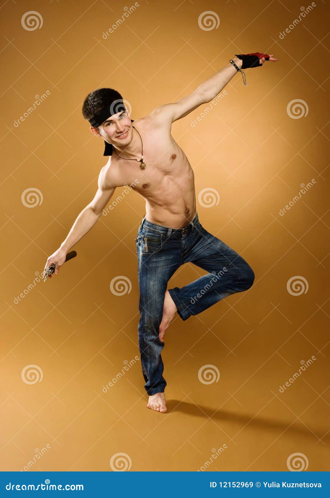 Young man exercising stock image. Image of vertical, studio - 12152969