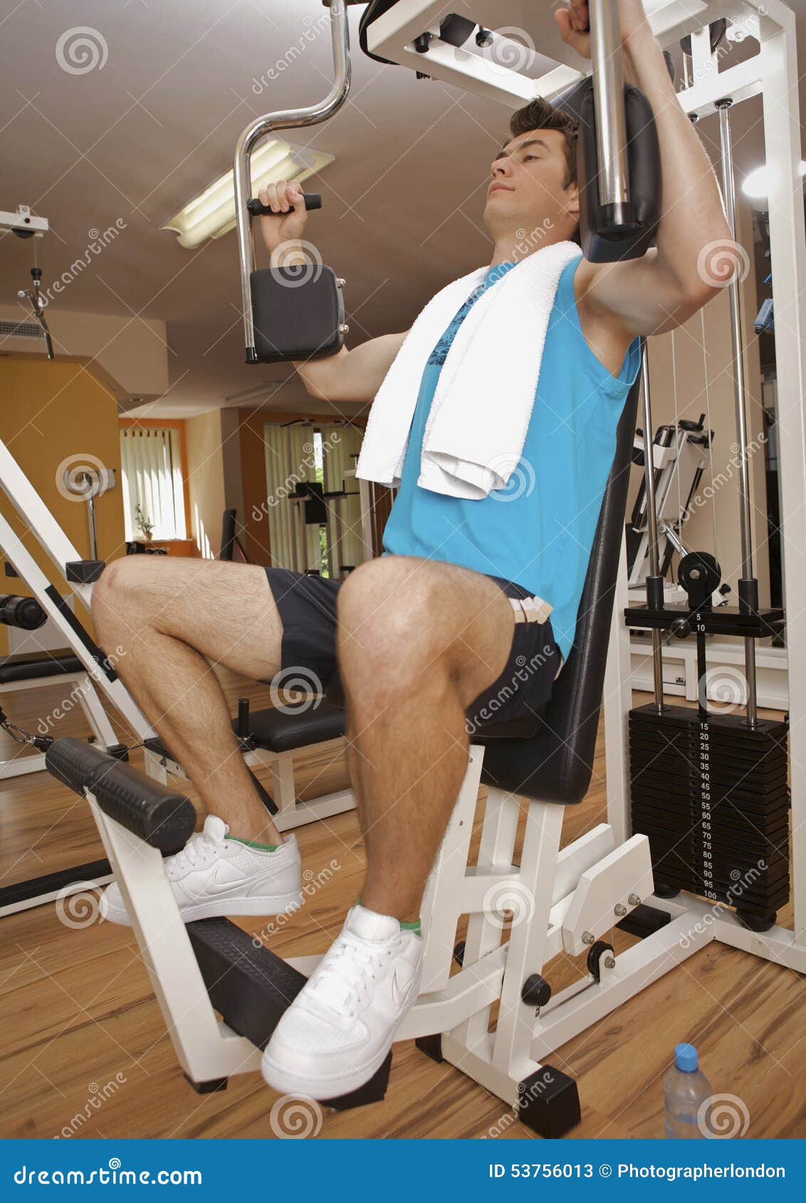 A Young Man Exercising at Gym Stock Image - Image of determination ...