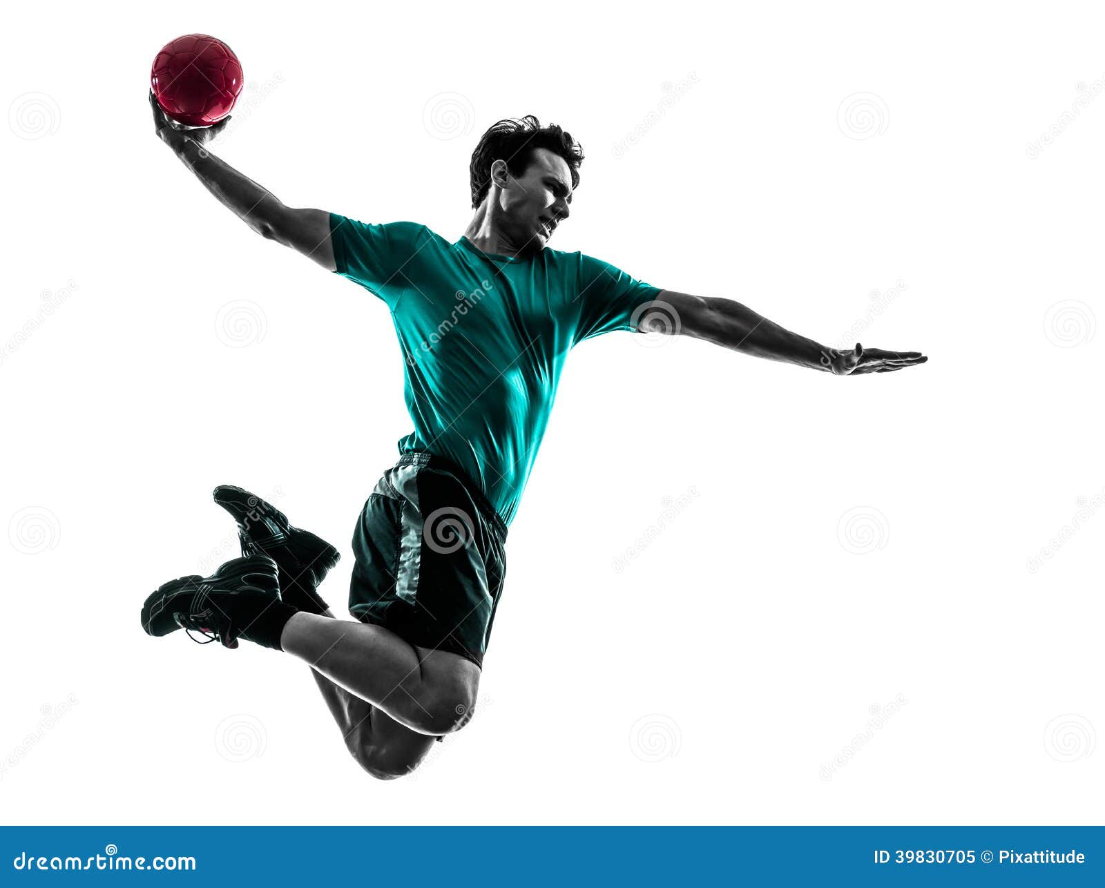 Young Man Exercising Handball Player Silhouette Stock Image - Image of ...