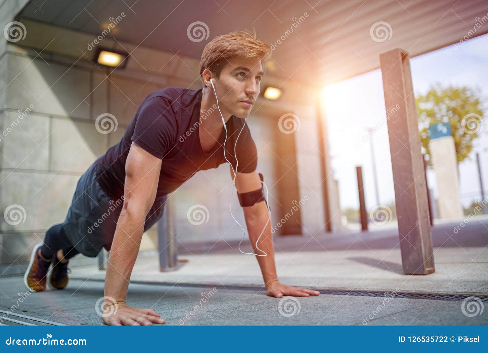 Young Man Exercising Outdoors Stock Photo - Image of healthy, handsome ...