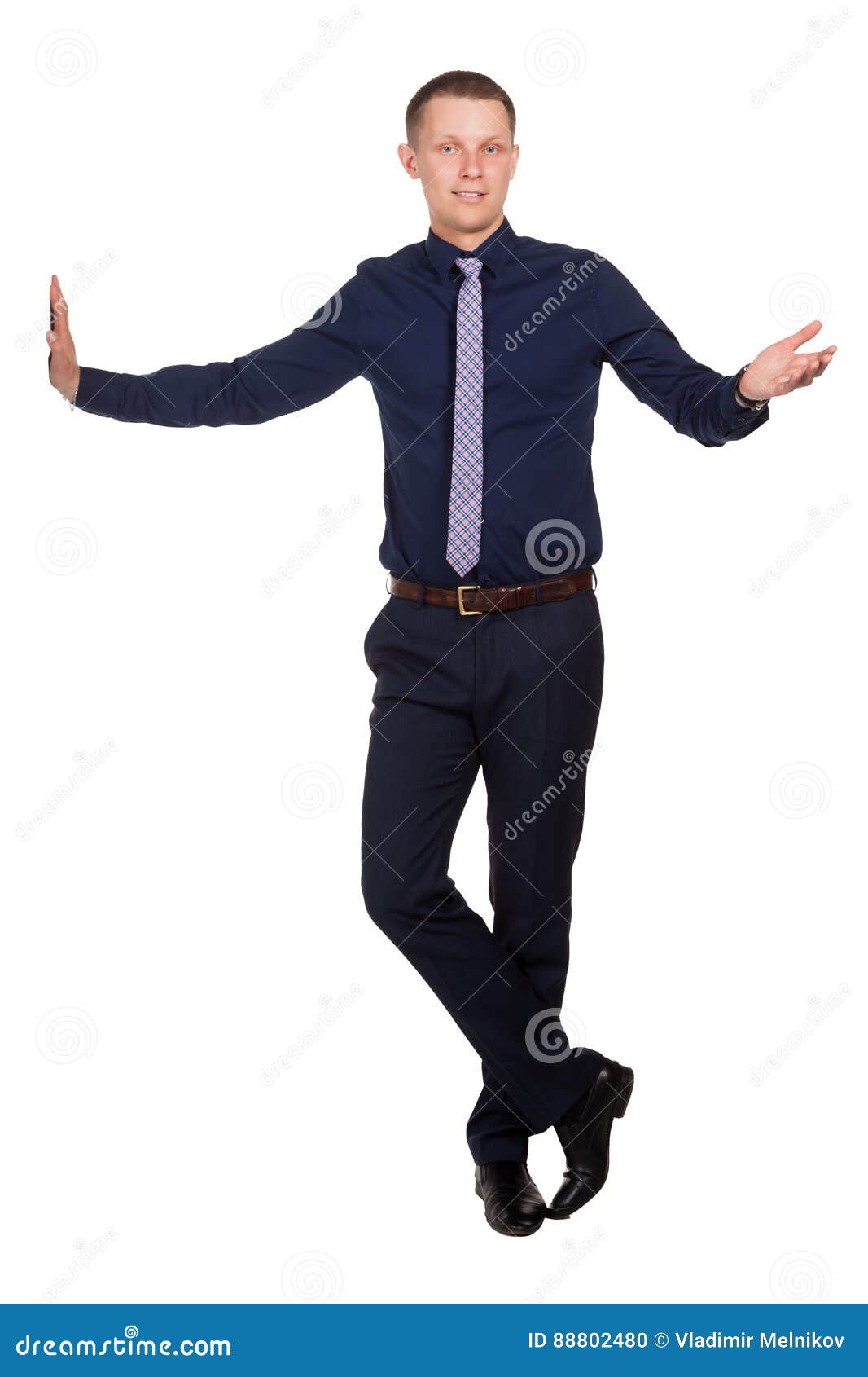 Young Man Explain Something, on White Stock Photo - Image of shirt ...