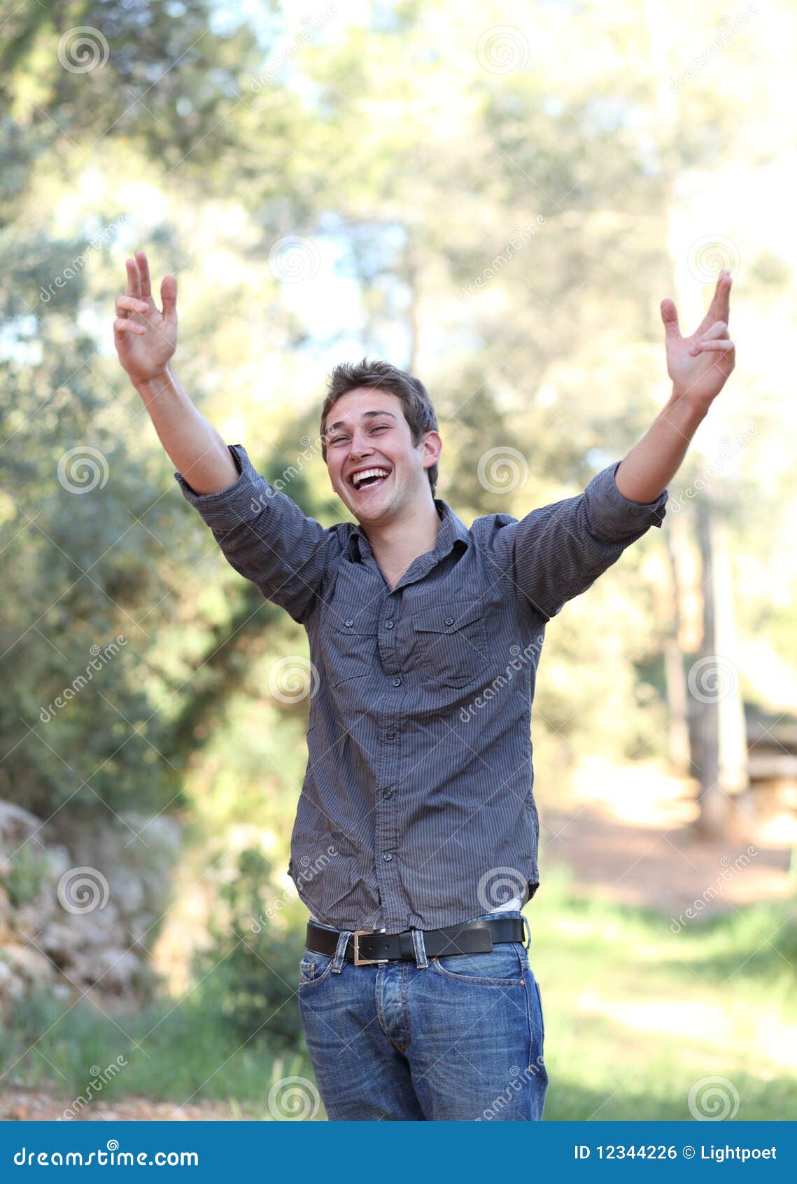 Young Man Expressing His Joy Stock Photo - Image of freedom, expression ...