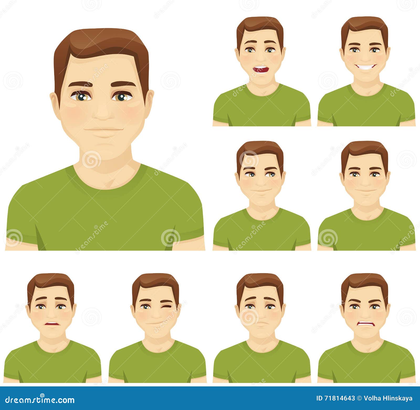 Young man expression set stock vector. Illustration of angry - 71814643