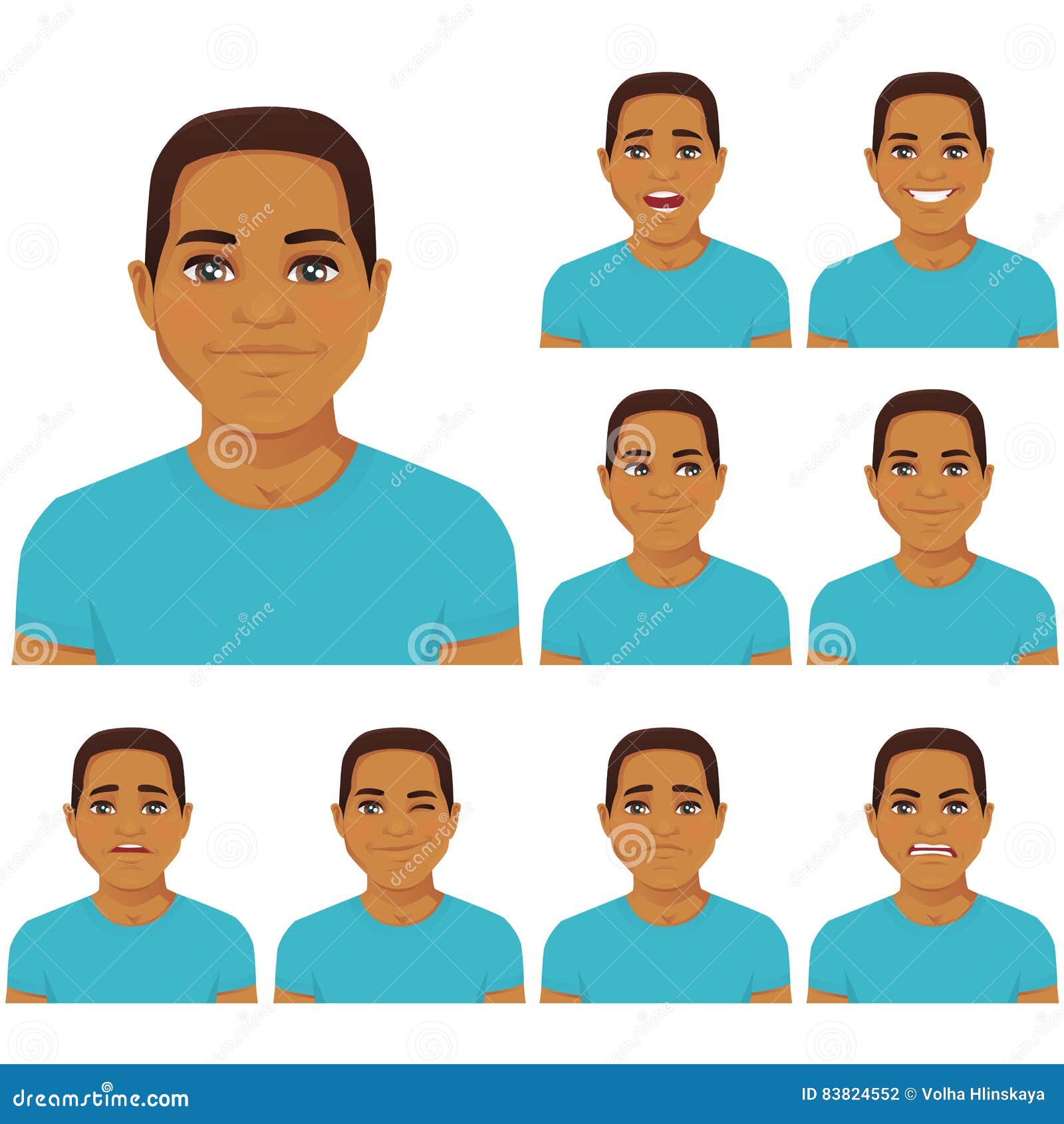 Young man expression set stock vector. Illustration of happy - 83824552