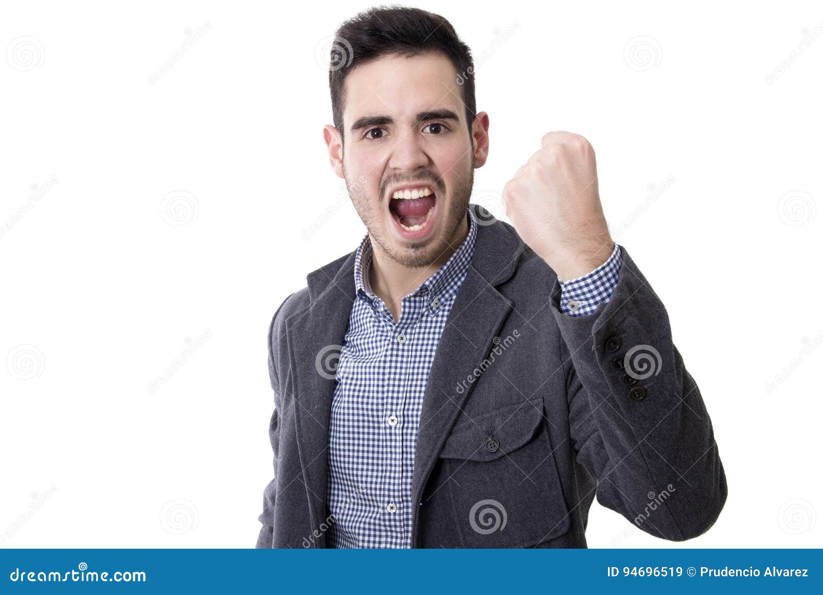 Young Man with Expression of Success Stock Image - Image of luck, hand ...