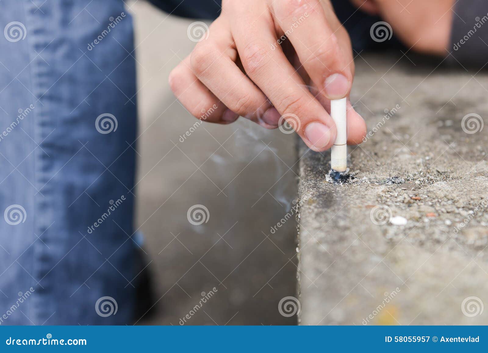 Young Man Extinguish Cigarette on a Stair Stock Image - Image of ...