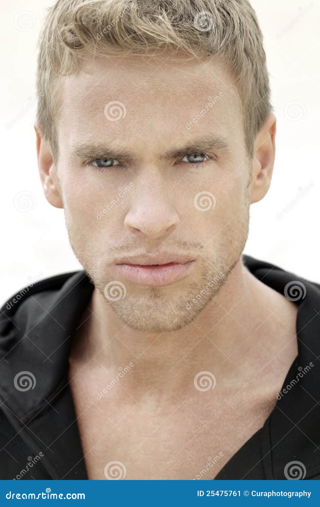 Young man face stock image. Image of head, serious, close - 25475761