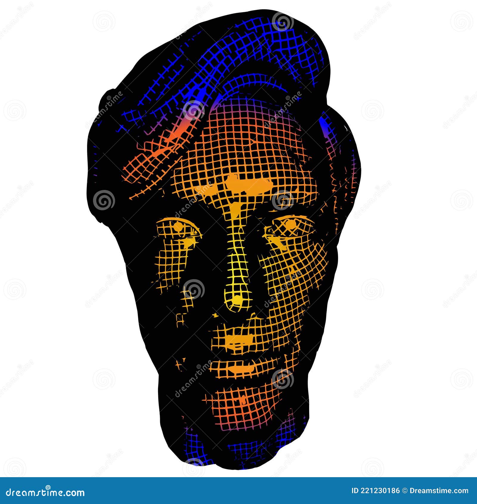 Young Man Face Portrait. 3d Greed Wireframe Head Vector Illustration ...