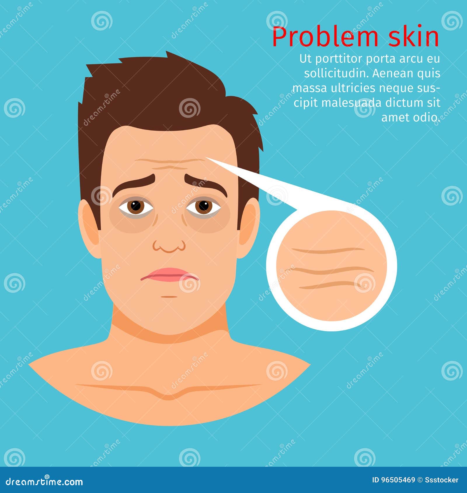 Young Man Face Problem Wrinkles Stock Vector - Illustration of ...