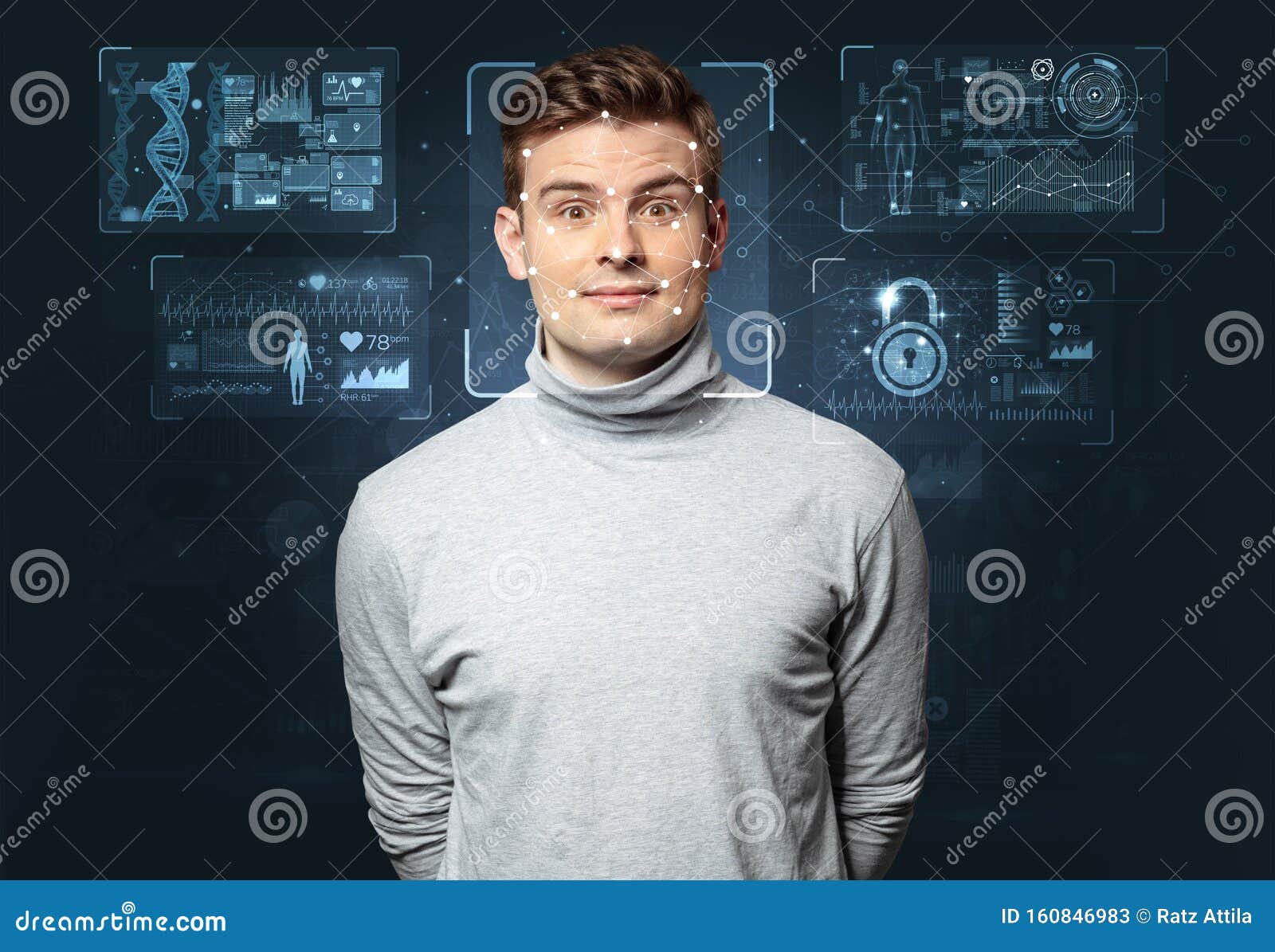 Young man face recognition stock image. Image of intruder - 160846983