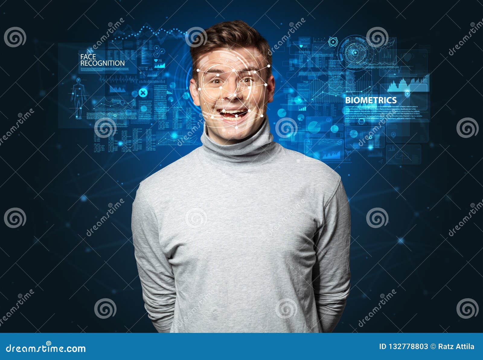 Young Man Face Recognition Concept Stock Image - Image of safety ... Young Man Face Recognition Concept Stock Image - Image of safety ...