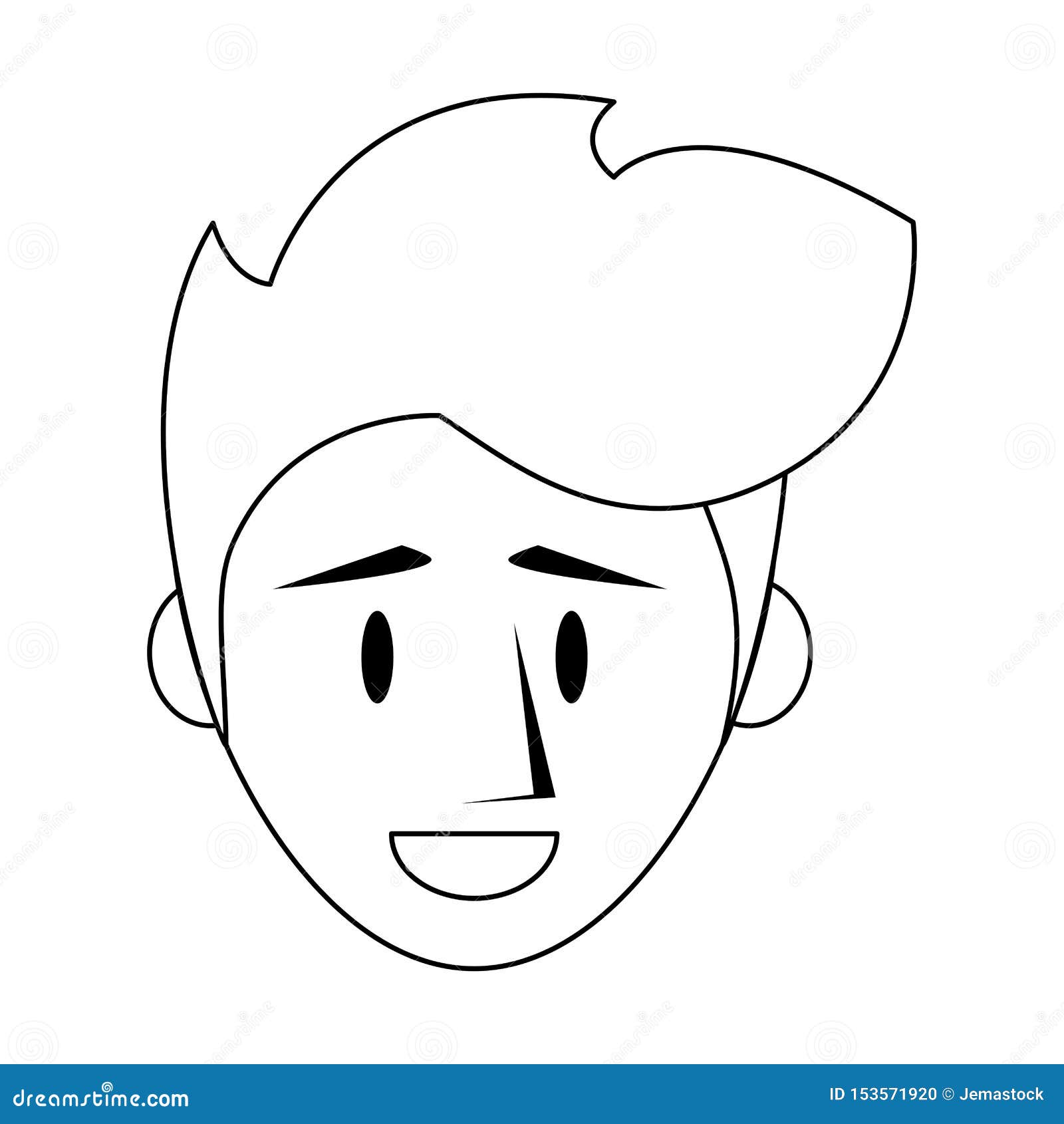 Young Man Face Smiling Cartoon Isolated in Black and White Stock Vector ... Young Man Face Smiling Cartoon Isolated in Black and White Stock Vector ...