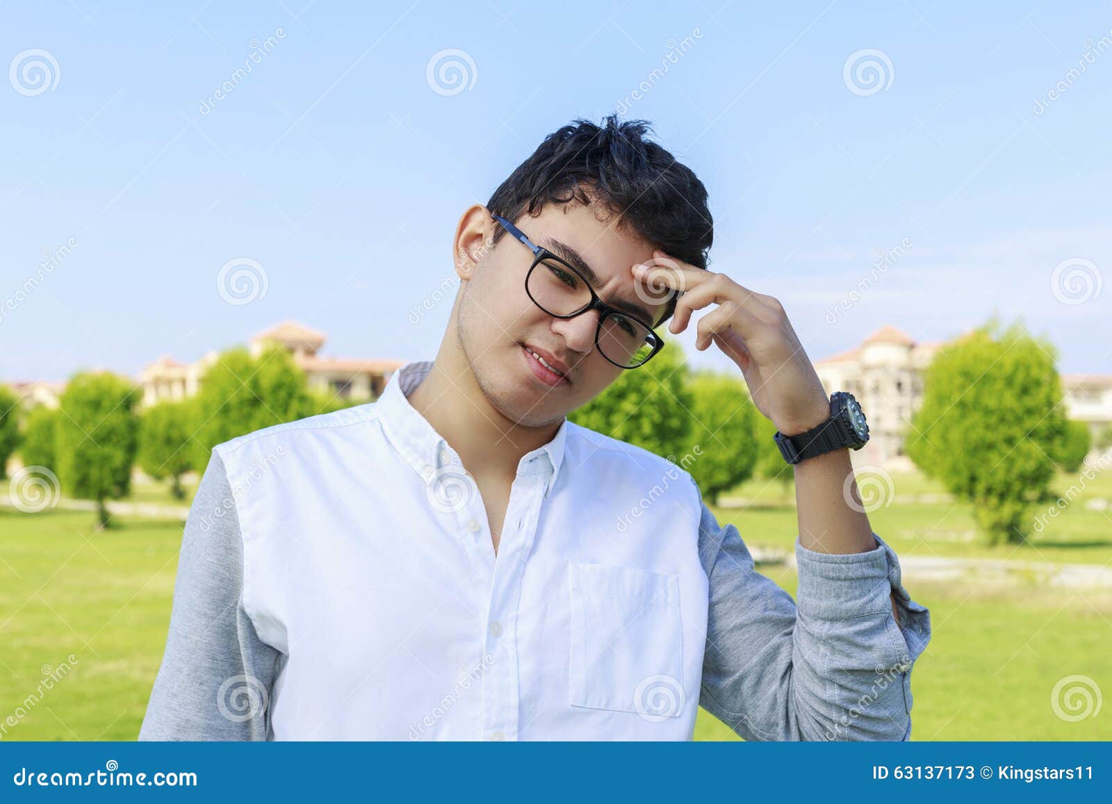 Young Man Facing a Problem. Stock Image - Image of confident, park ...