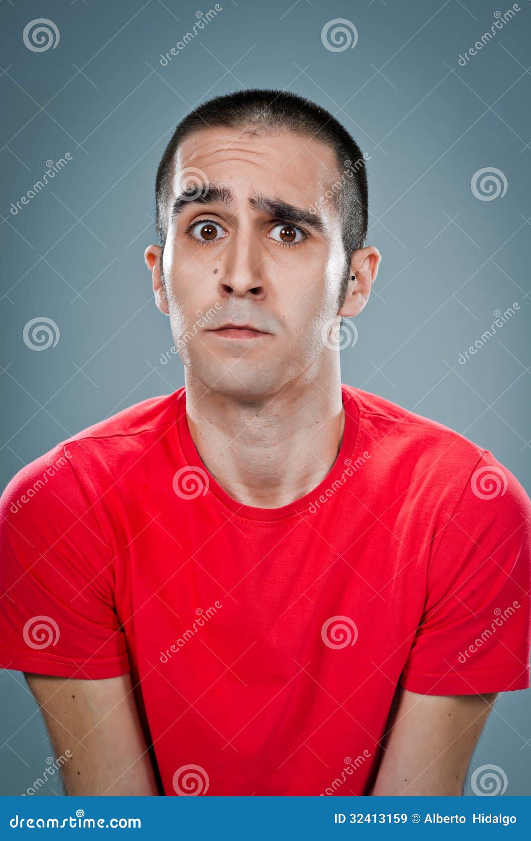 Young Man with Fear Expression Stock Image - Image of portrait, head ...