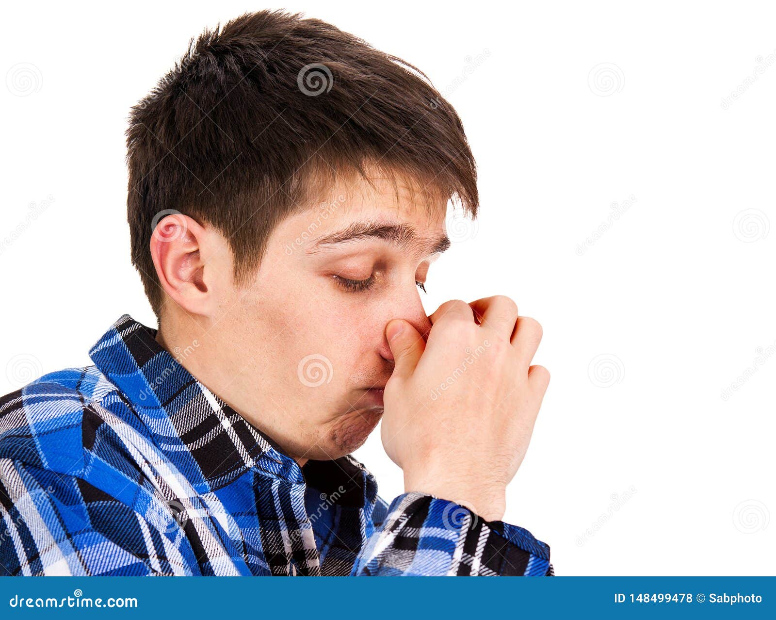 Young Man feel a Stink stock photo. Image of plug, male - 148499478
