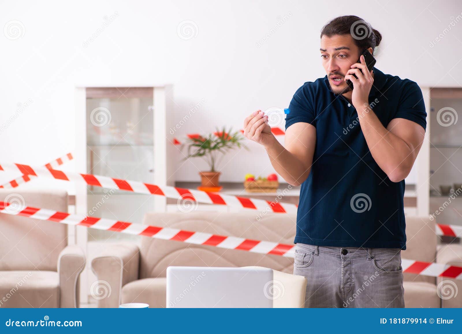 Young Man Feeling Bored at Home in Self-isolation Concept Stock Photo ...