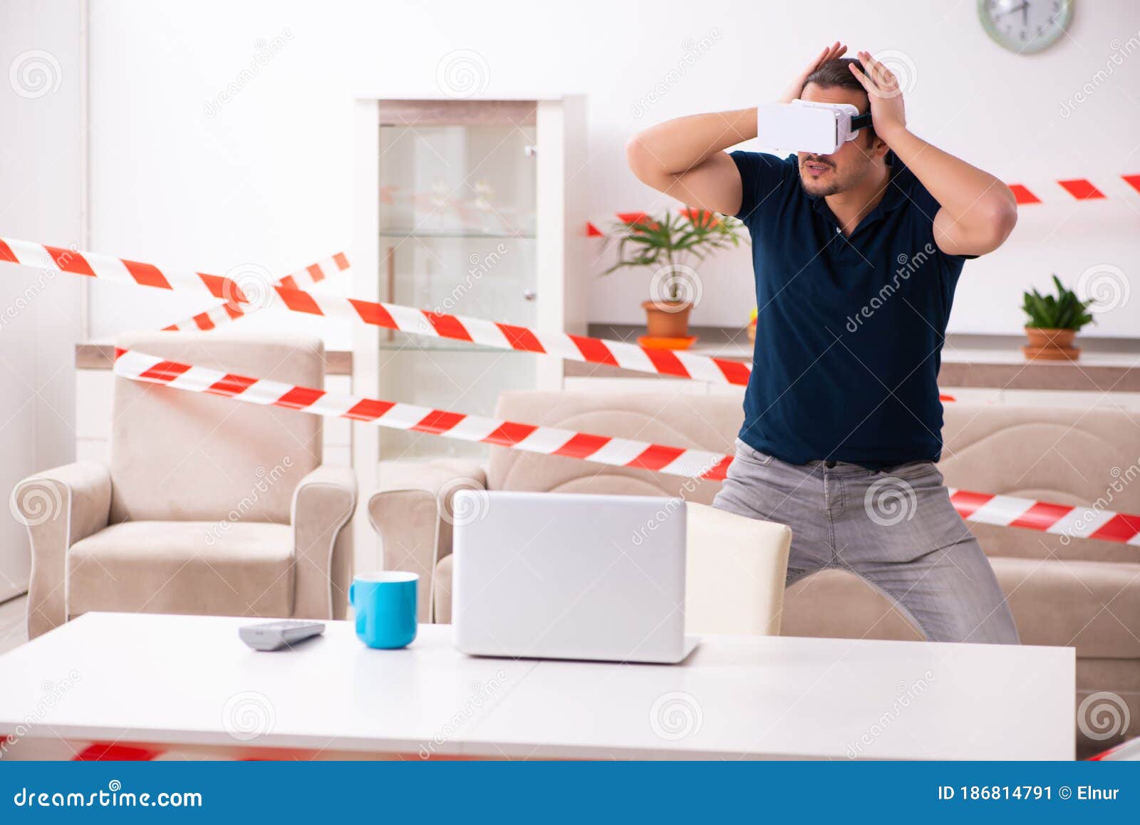 Young Man Feeling Bored at Home in Self-isolation Concept Stock Image ...