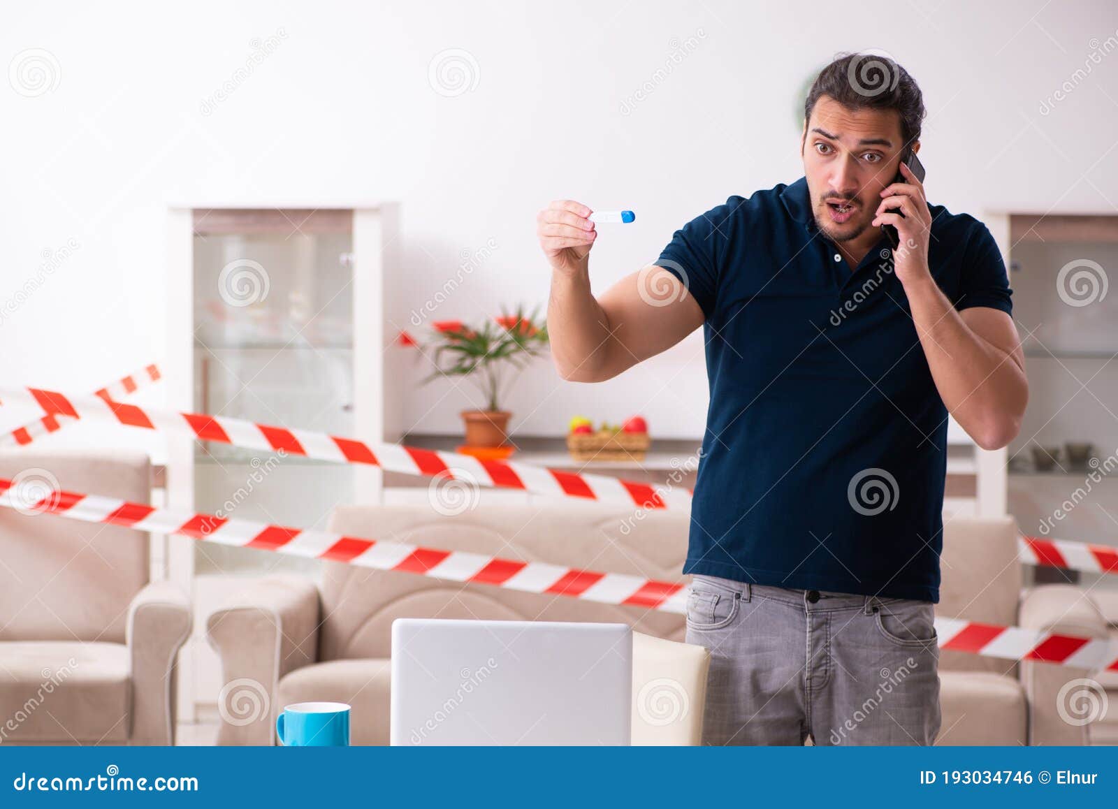 Young Man Feeling Bored at Home in Self-isolation Concept Stock Photo ...
