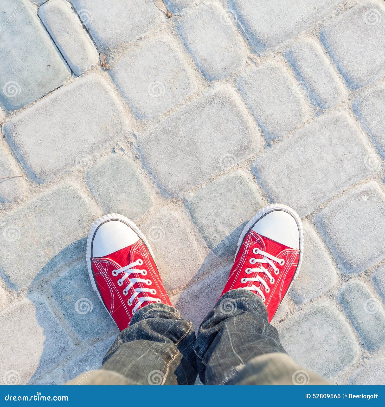 Young Man Feet in Red Sneakers Stock Photo - Image of sports, sneakers ...