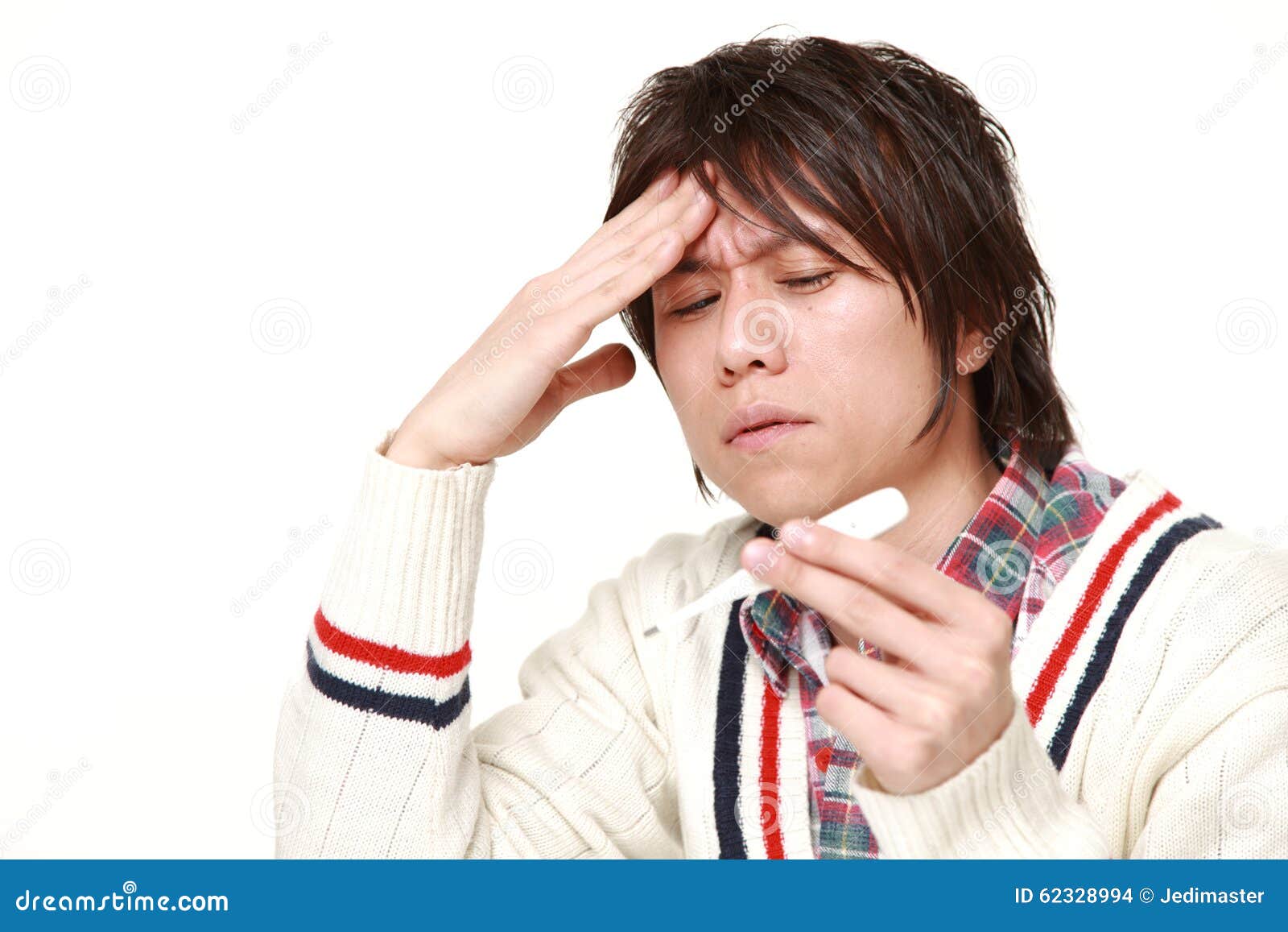 Young man with fever stock photo. Image of fever, portrait - 62328994