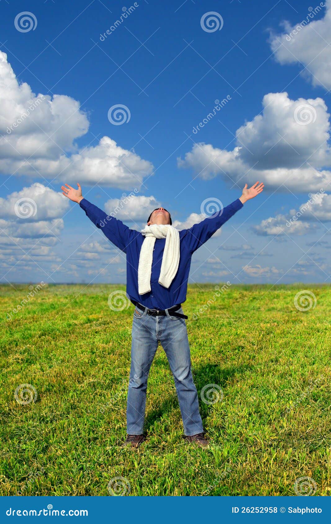 Young man in the field stock photo. Image of field, praying - 26252958