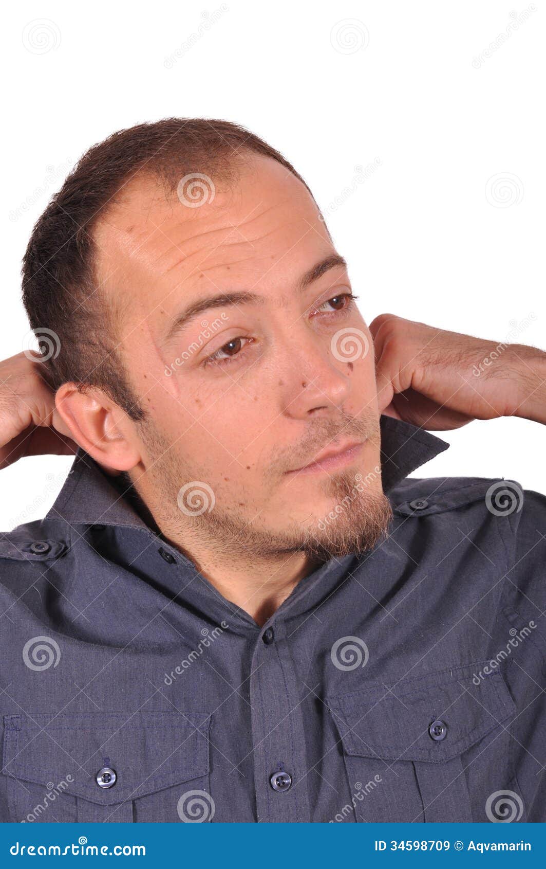 Young Man Fixes the Collar of the Shirt Stock Image - Image of collar ...