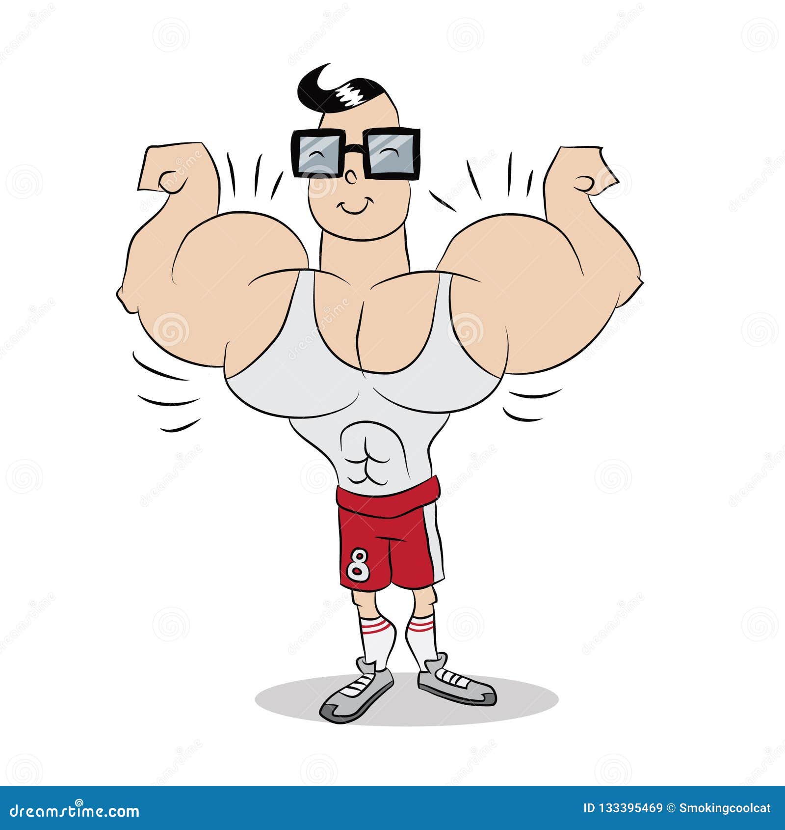 Young Man Flexing Muscles On Trainer Gym Machine, People Activity ...