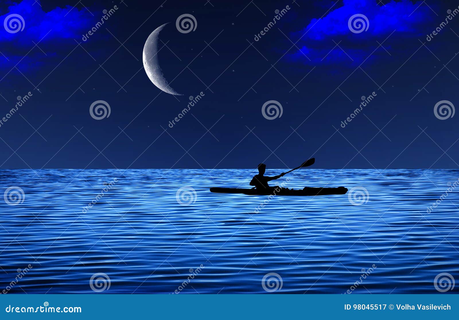 Moon And Kayak At Watson Lake Stock Photography | CartoonDealer.com ...
