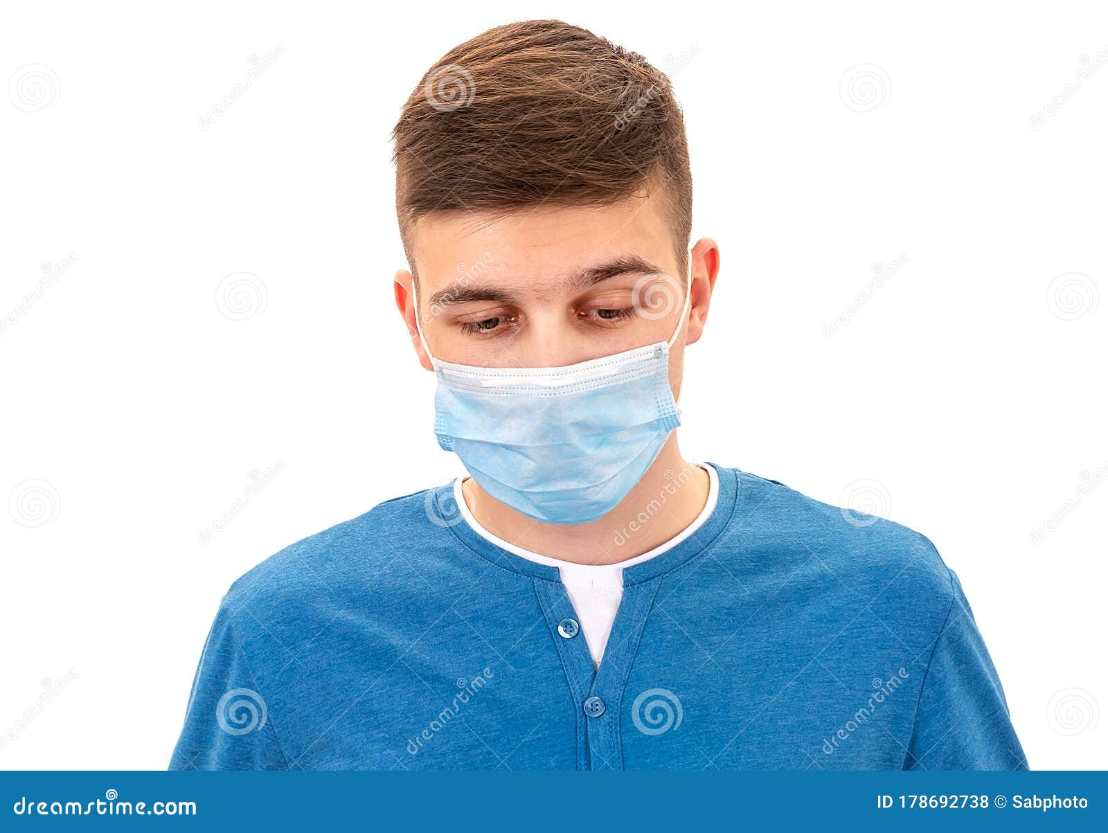 Young Man in Flu Mask stock photo. Image of handsome - 178692738
