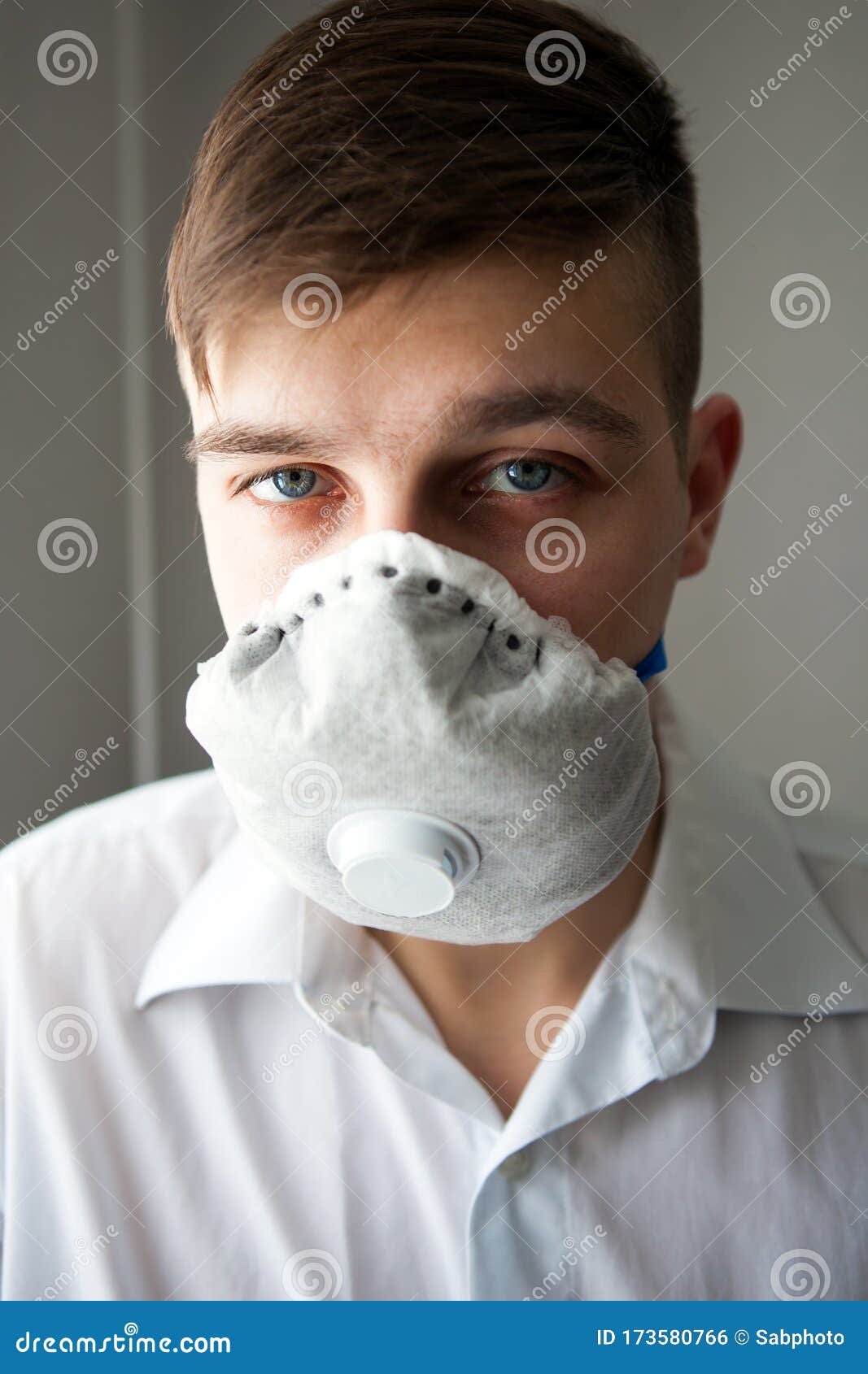Young Man in Flu Mask stock photo. Image of defence - 173580766