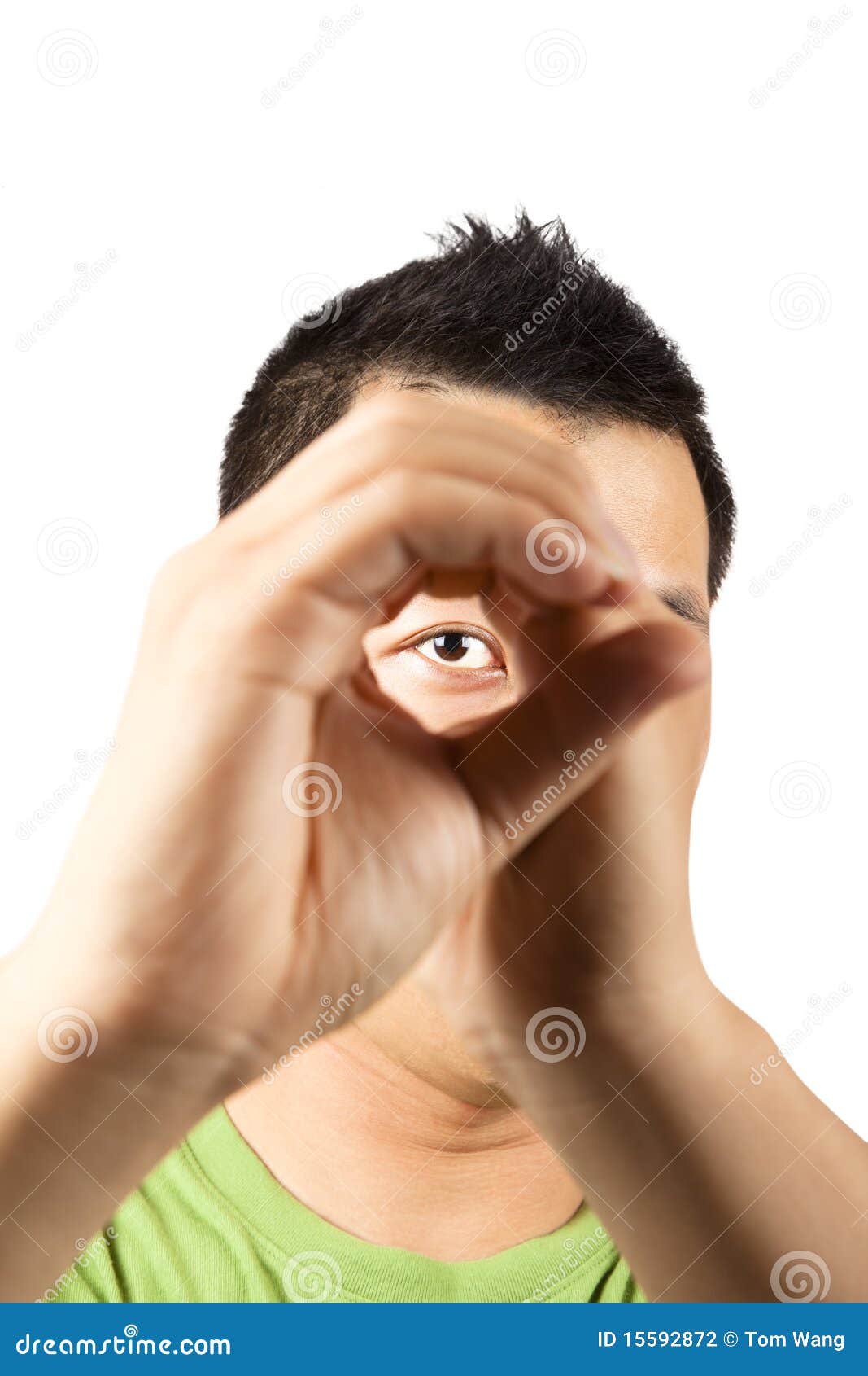 Young man focused by hand stock photo. Image of explore - 15592872