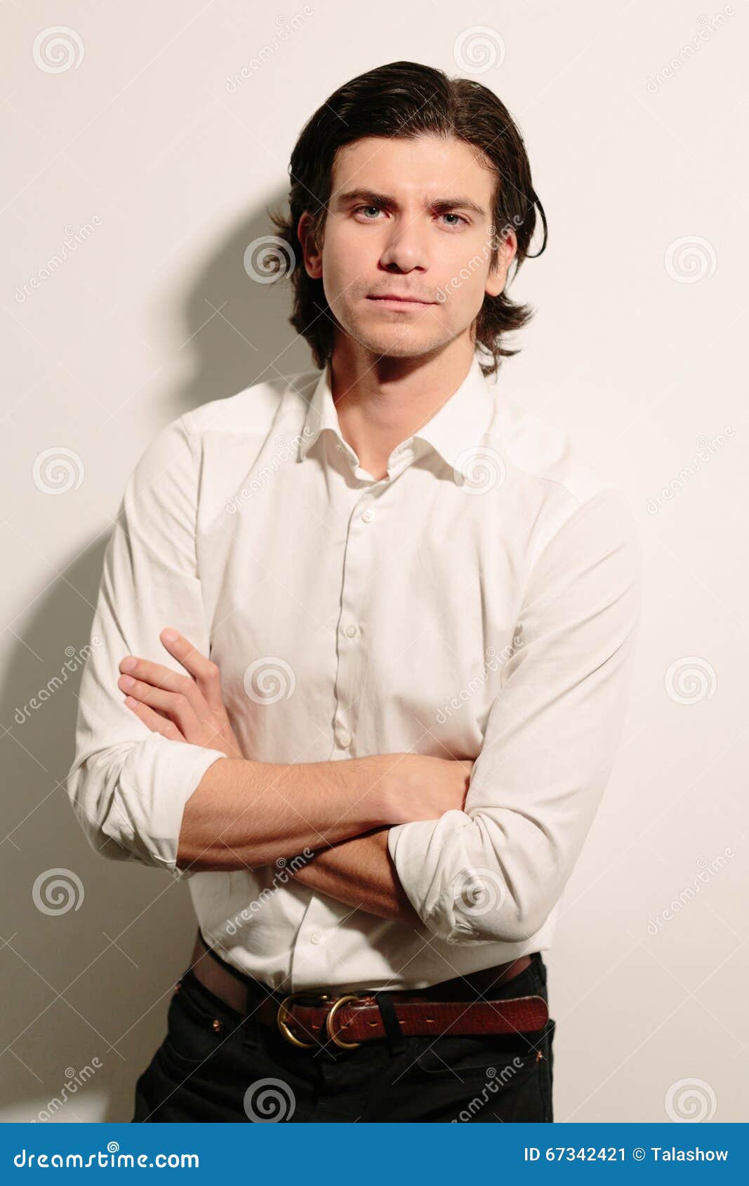 Young man folded his arms. stock image. Image of attractive - 67342421