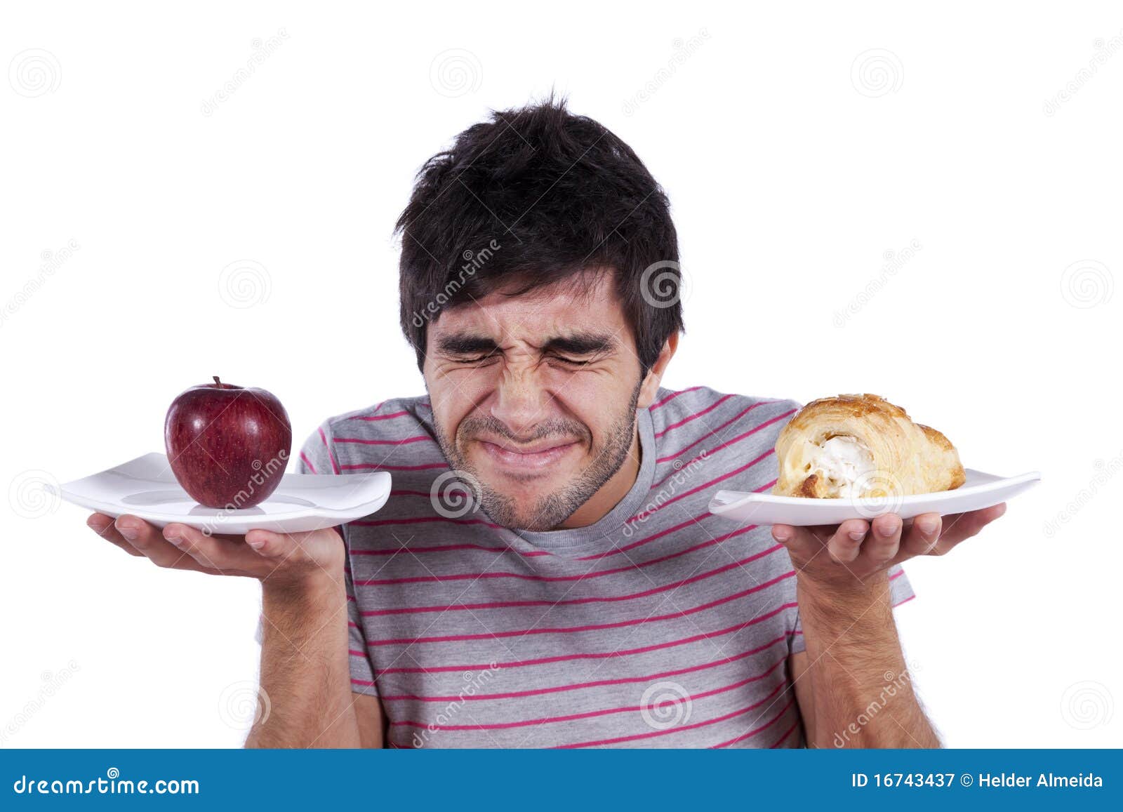 Young man food decision stock image. Image of isolated - 16743437