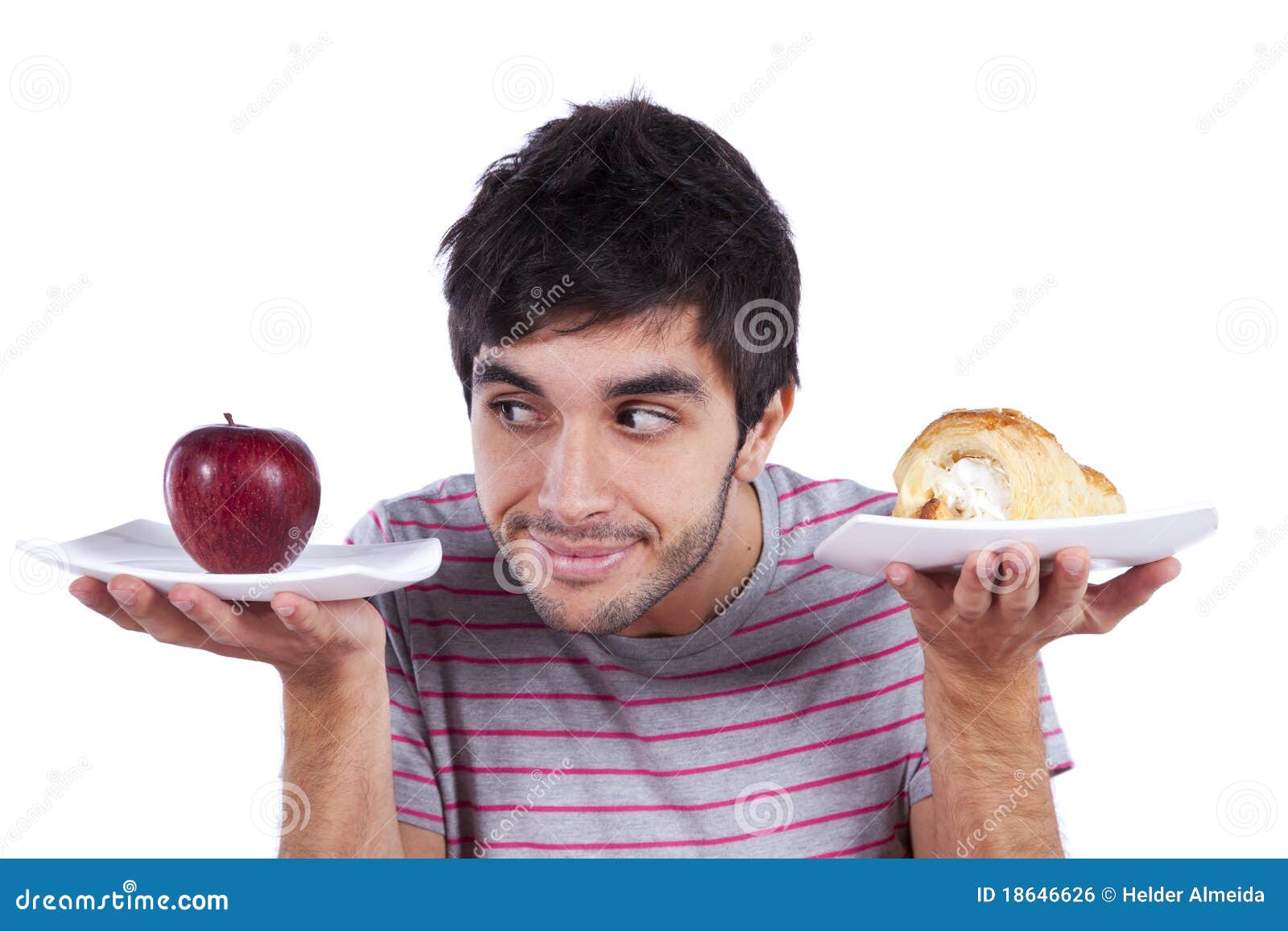 Young man food decision stock photo. Image of people - 18646626