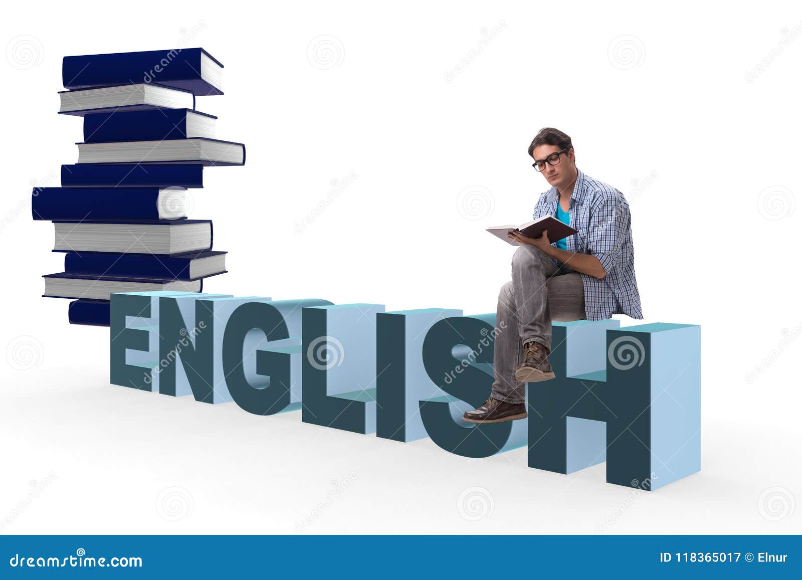 The Young Man in Foreign Language Concept - English Stock Image - Image ...