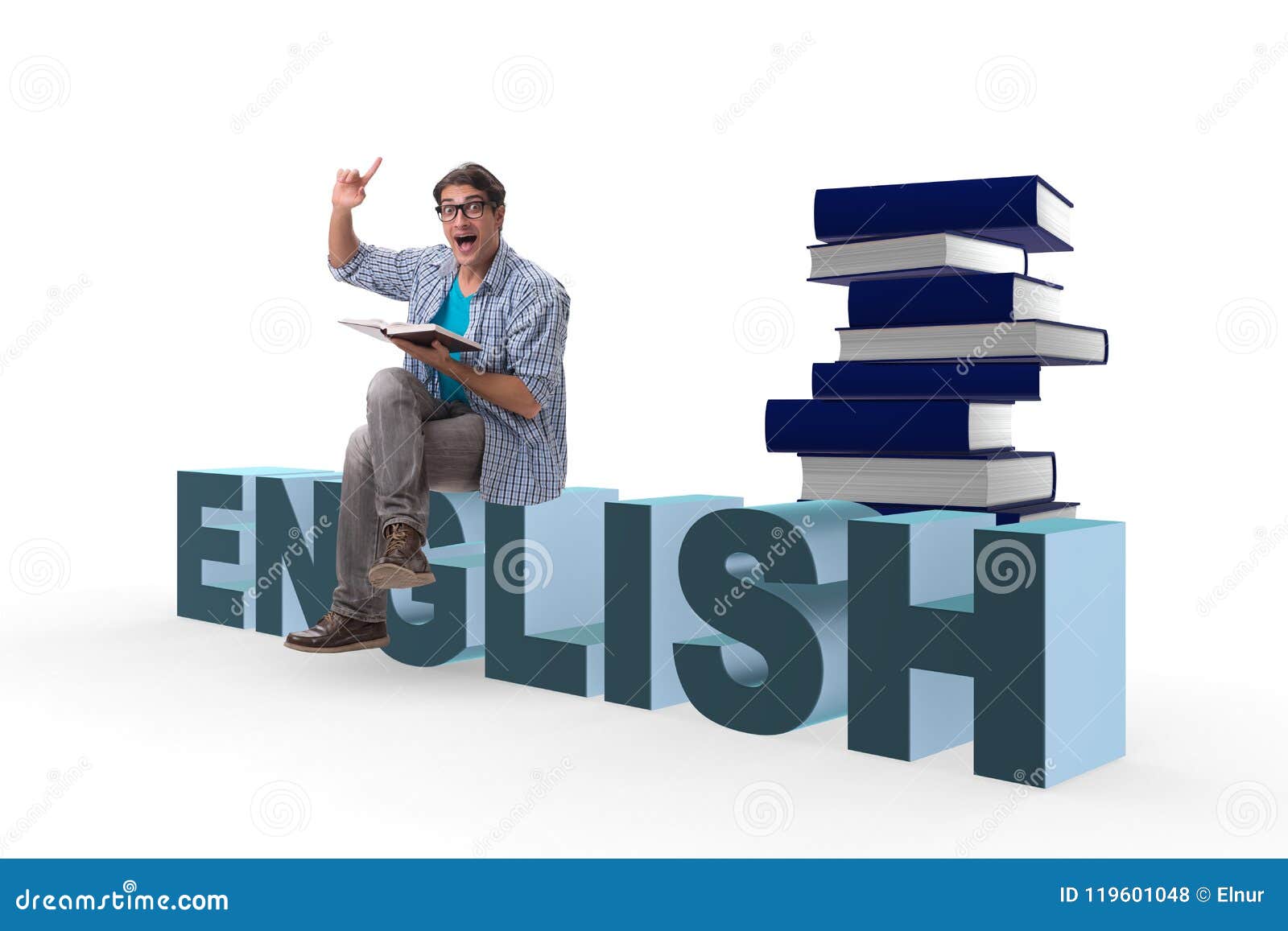 The Young Man in Foreign Language Concept - English Stock Photo - Image ...