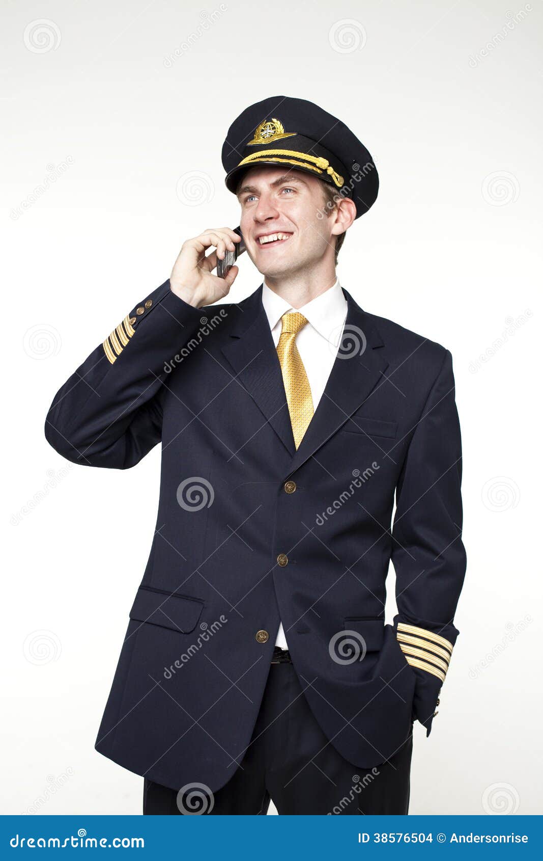 Young Man in the Form of a Passenger Plane Pilot Stock Photo - Image of ...