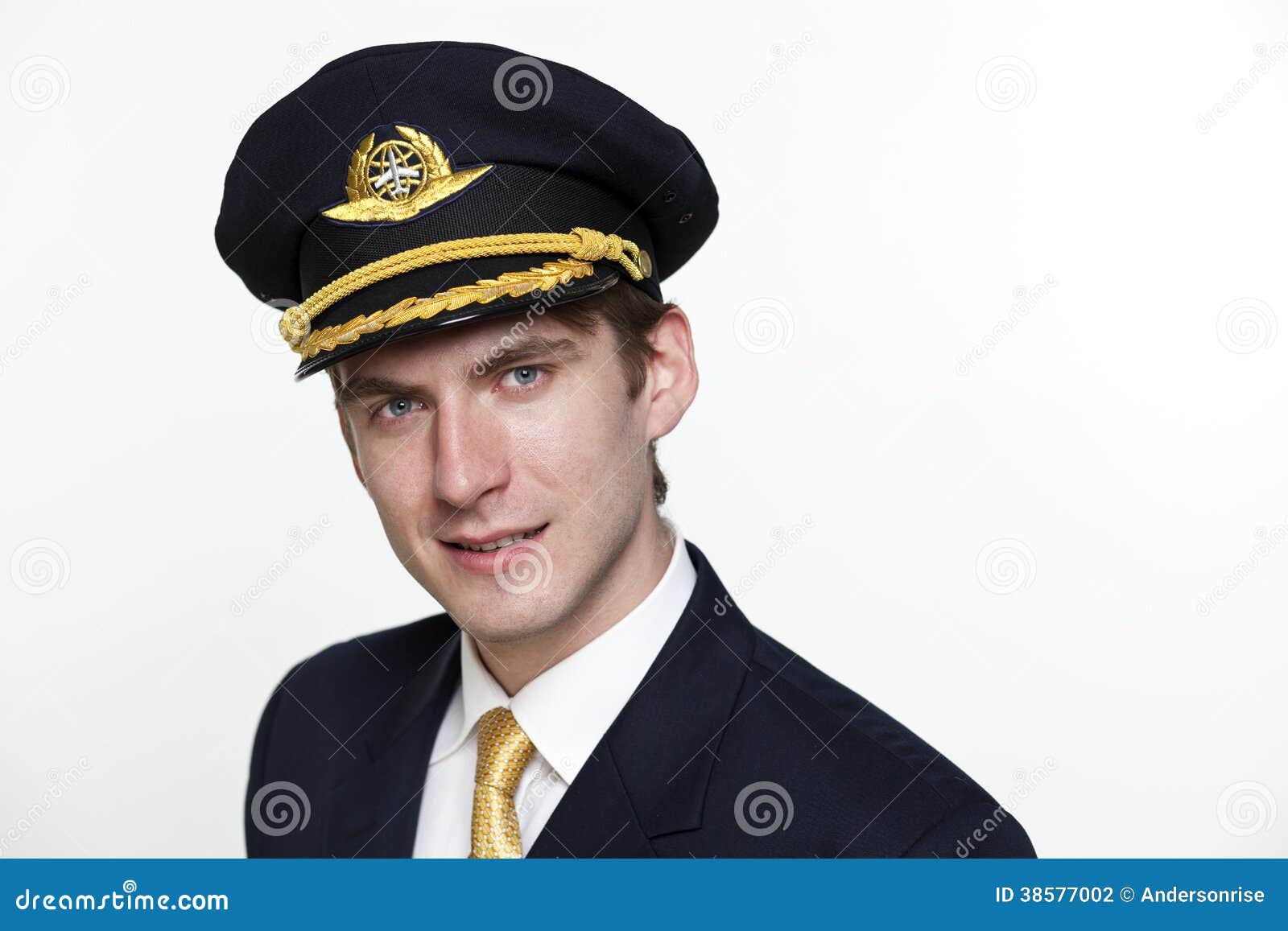 Young Man in the Form of a Passenger Plane Pilot Stock Photo - Image of ...