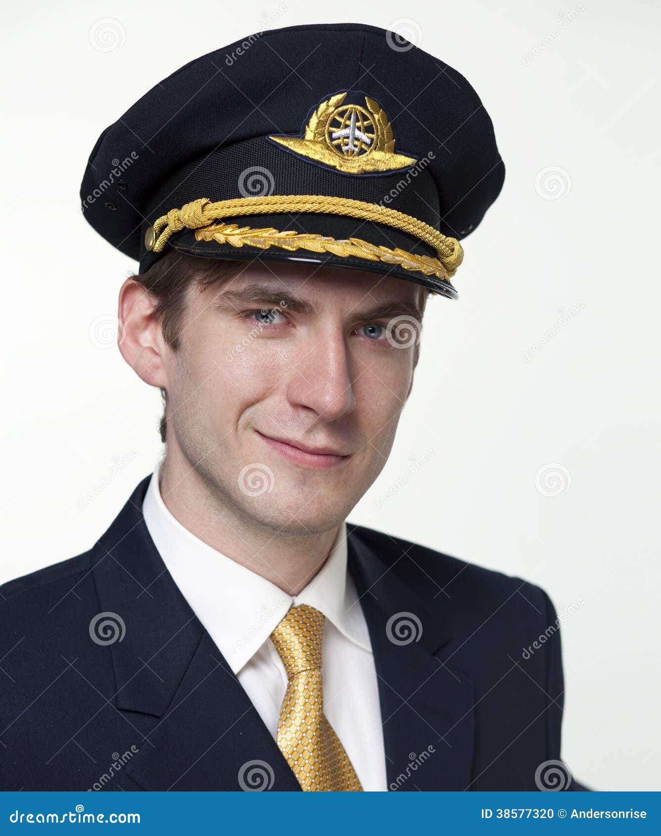 Young Man in the Form of a Passenger Plane Pilot Stock Photo - Image of ...