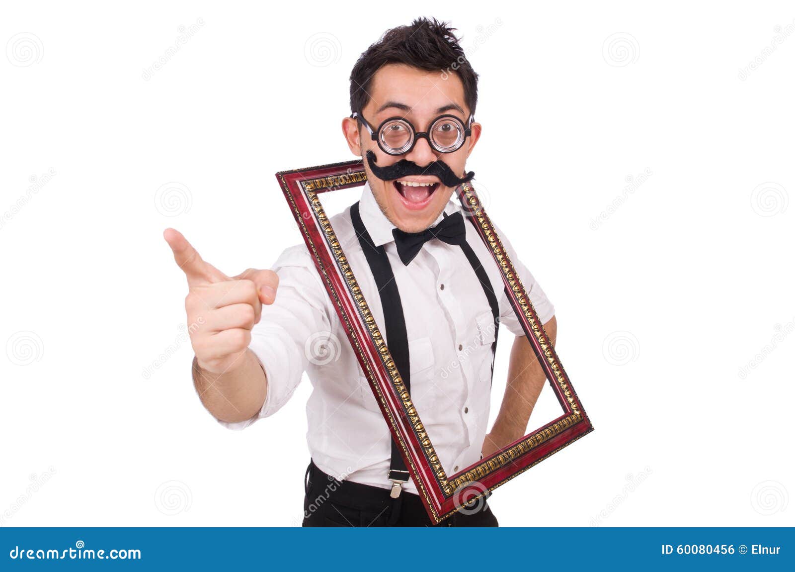 Young Man with Frame Isolated on White Stock Photo - Image of studio ...