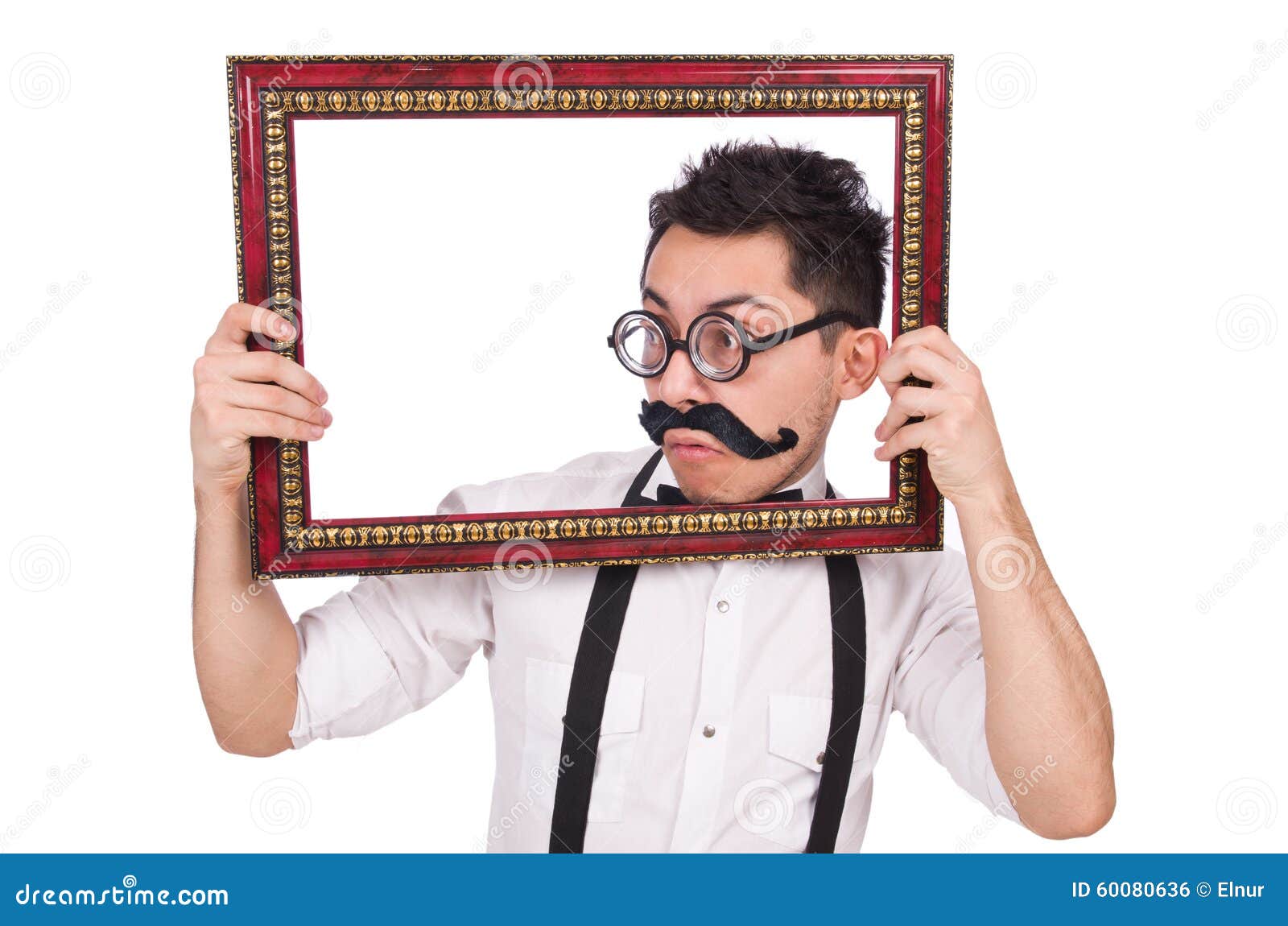 Young Man with Frame Isolated on White Stock Photo - Image of frame ...